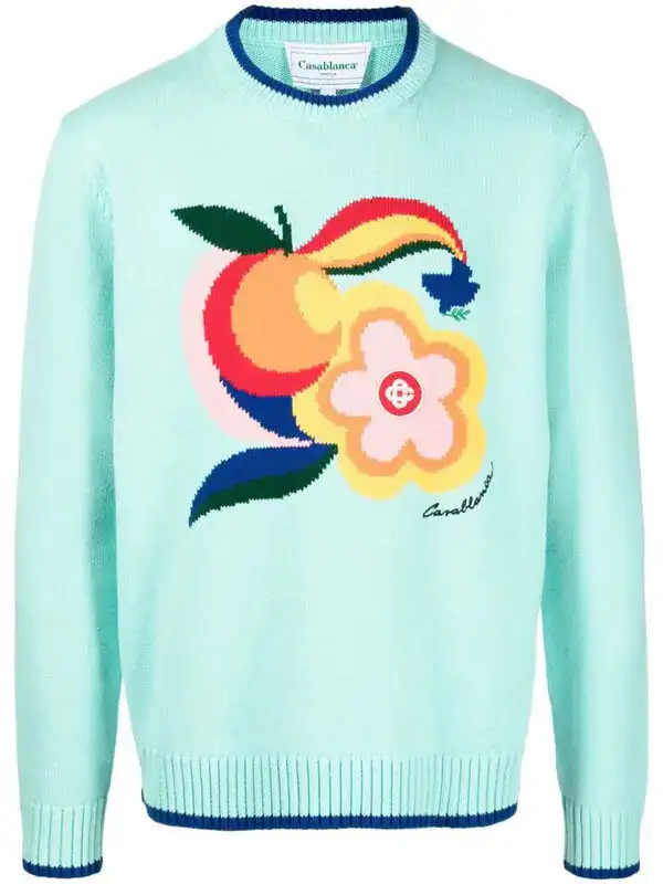 Casablanca Logo-Patch Intarsia Knit Jumper In Green - 69% Off 