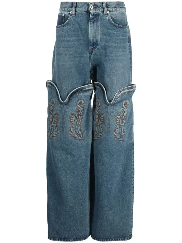Y/project Cowboy High Cuff Jeans - Blue | Editorialist