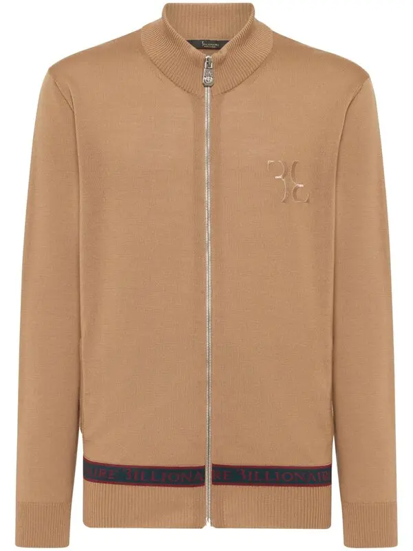 BILLIONAIRE Logo-embroidered Zip-up Jumper