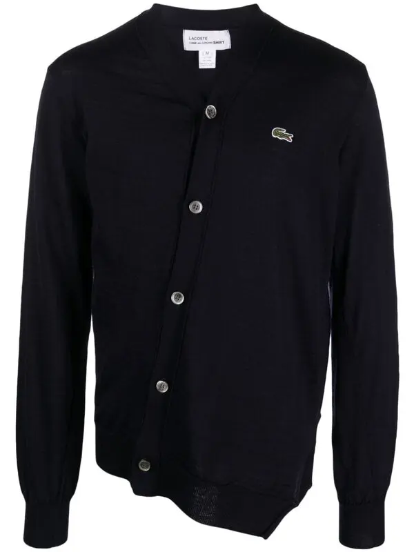 Comme Des Garçons X Lacoste Asymmetric Wool Cardigan - Blue