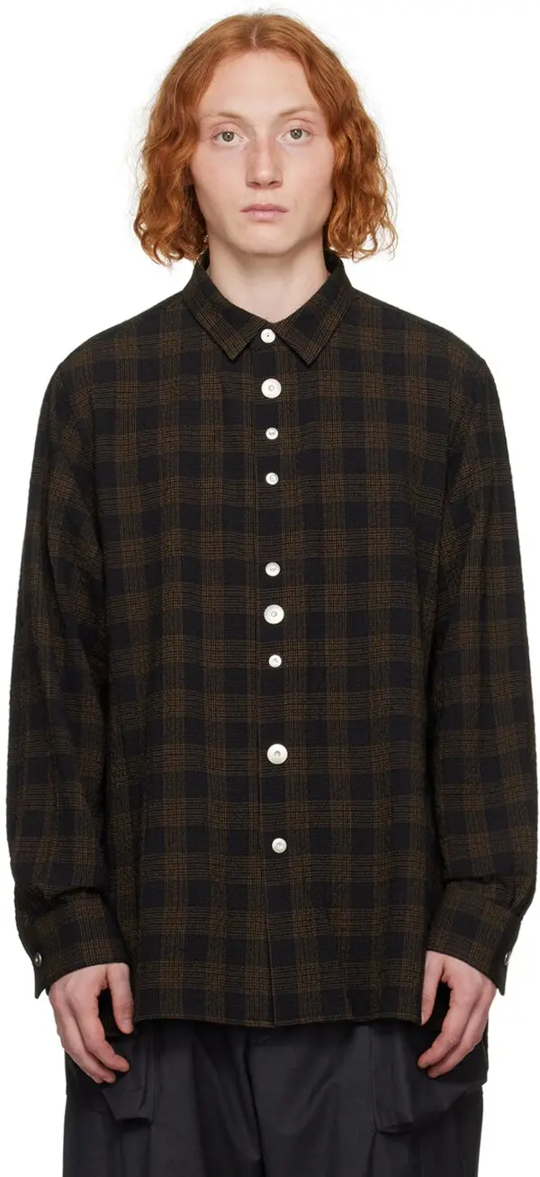 Omar Afridi Navy A Shirt In Brown Check - 55% Off | Editorialist