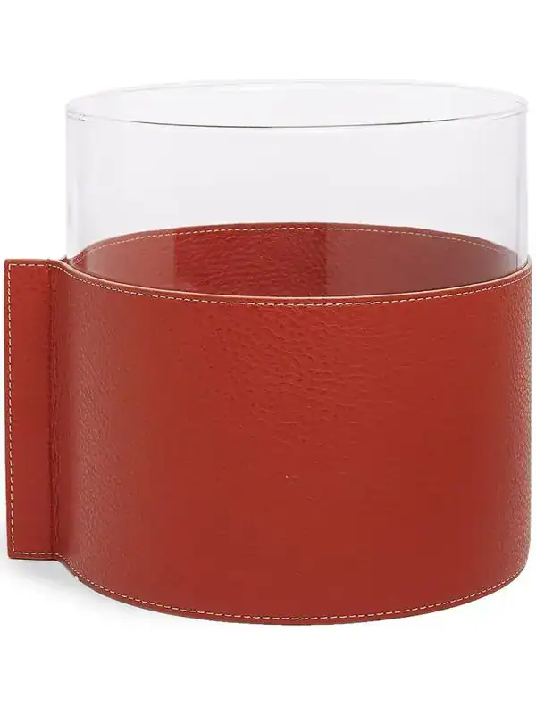POLTRONA FRAU Logo-embossed Leather Vase - Red | Editorialist