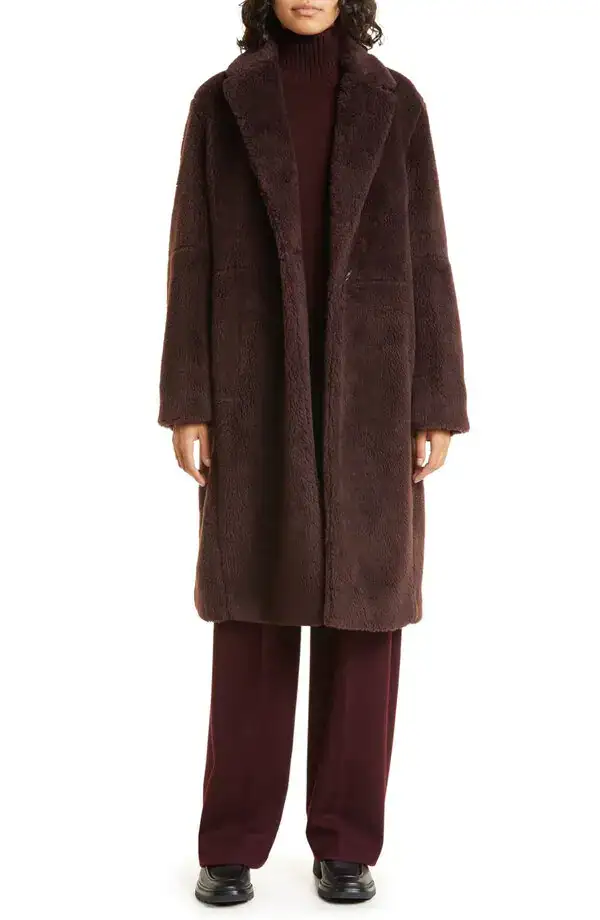 Vince Faux Shearling Coat In Fig 59% Off Editorialist