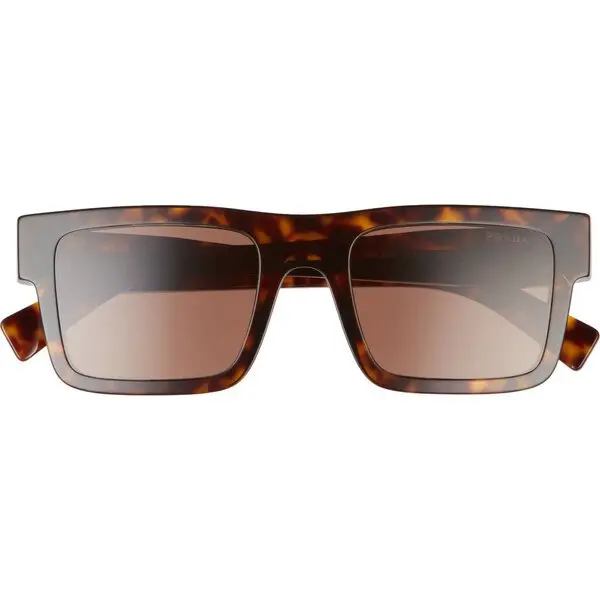 Prada 52mm Rectangular Sunglasses - Tortoise/dark Brown
