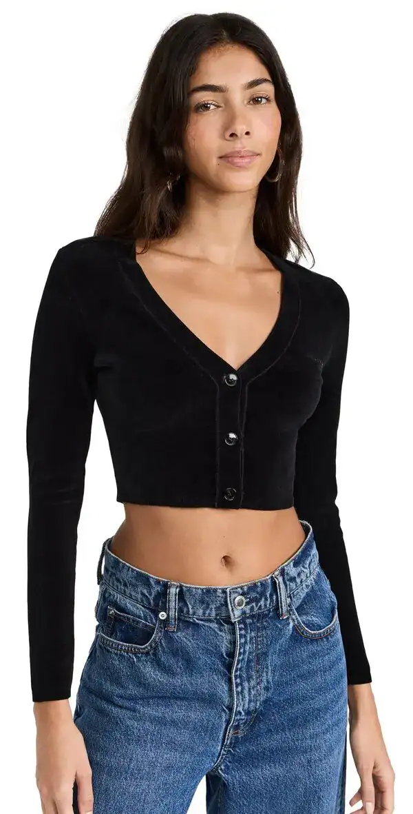 Buy Alexander Wang Bodycon V Neck Cardigan W/ High Density Logo