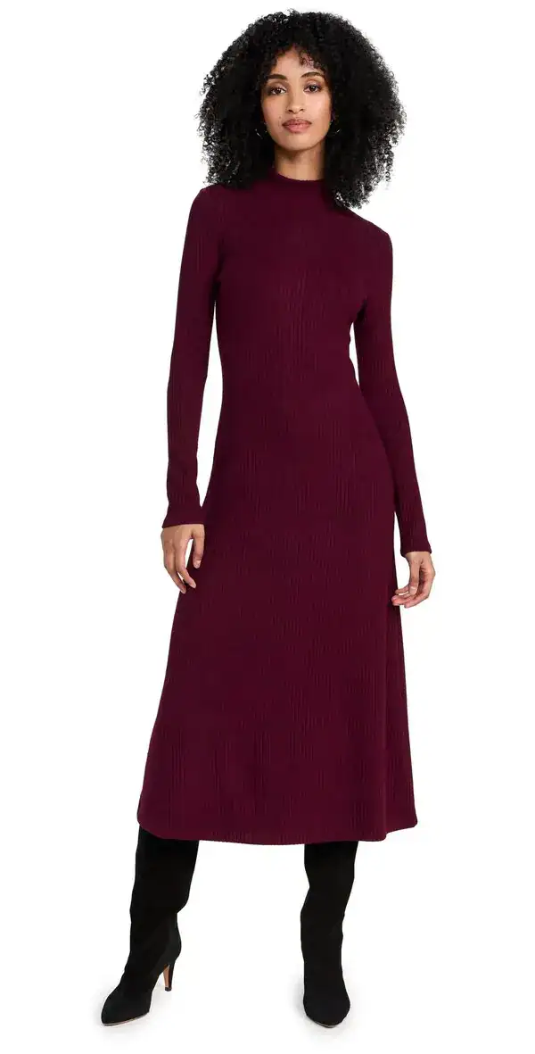 fitted lace wedding dress Vince Long Sleeve Mock Neck Dress Sand Shell XL at Amazon Women's Clothing  store main image 1