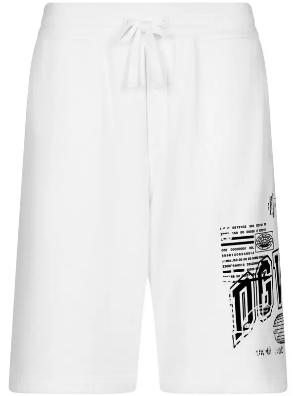 Dolce & Gabbana Logo-print Cotton Track Shorts - White