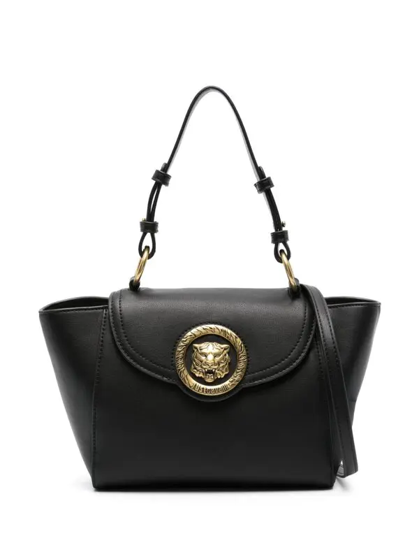 Roberto Cavalli Tiger Head Plaque Tote Bag In Black 20% Off