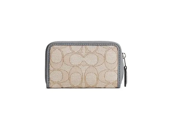 Coach Box Program Signature Jacquard Small Zip Around Card Case - Black ...