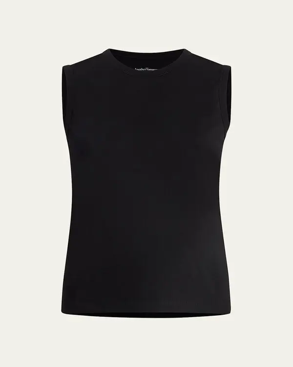 Another Tomorrow Sleeveless Loose Tee - Black
