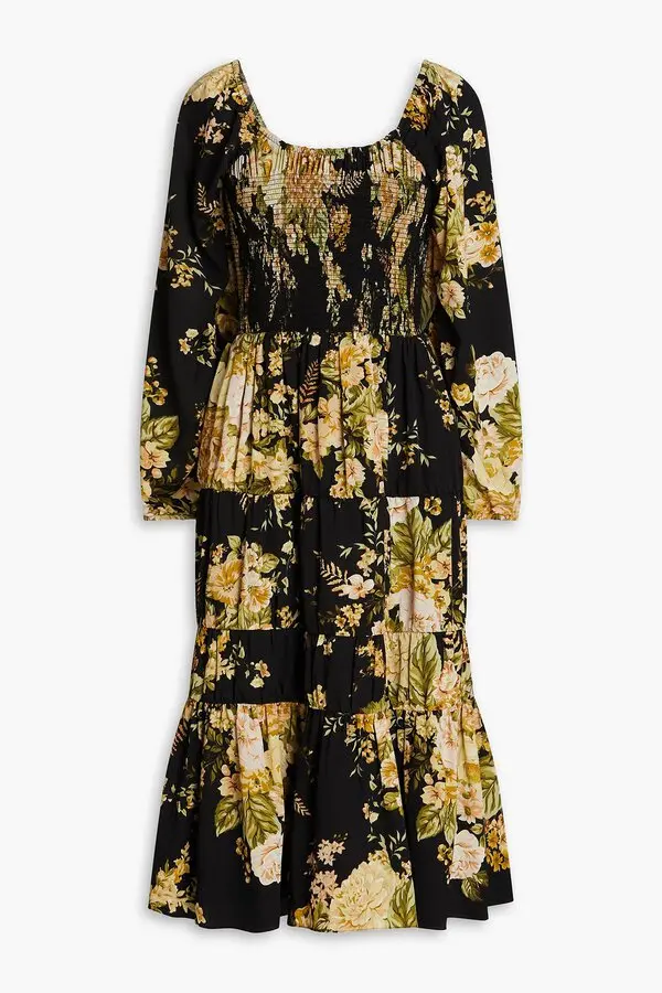 MIKAEL AGHAL Off-the-shoulder Floral-print Crepe Midi Dress