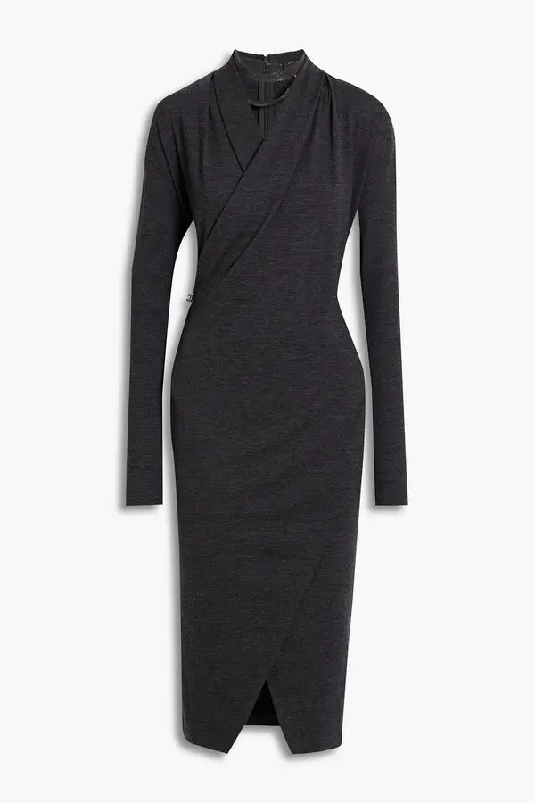 Brunello Cucinelli Wrap-effect Wool-blend Jersey Dress