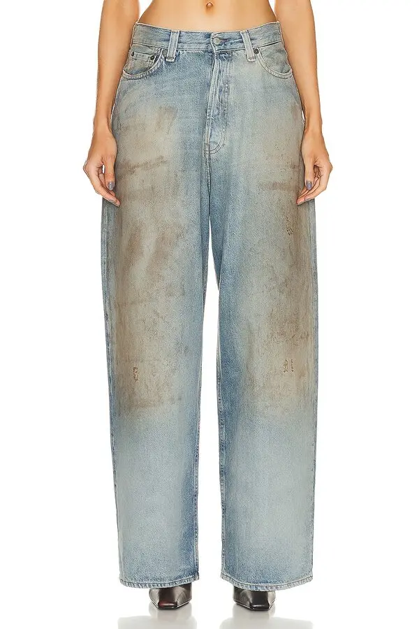 Acne Studios Dirty Look Wide Leg Jeans - Mid Blue