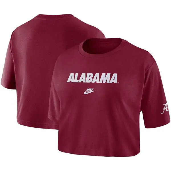 Nike Alabama Tide Wordmark Cropped T-shirt - Crimson | Editorialist