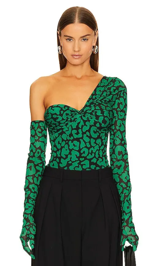 MICHAEL COSTELLO Nobu Bodysuit - Green Black Leopard