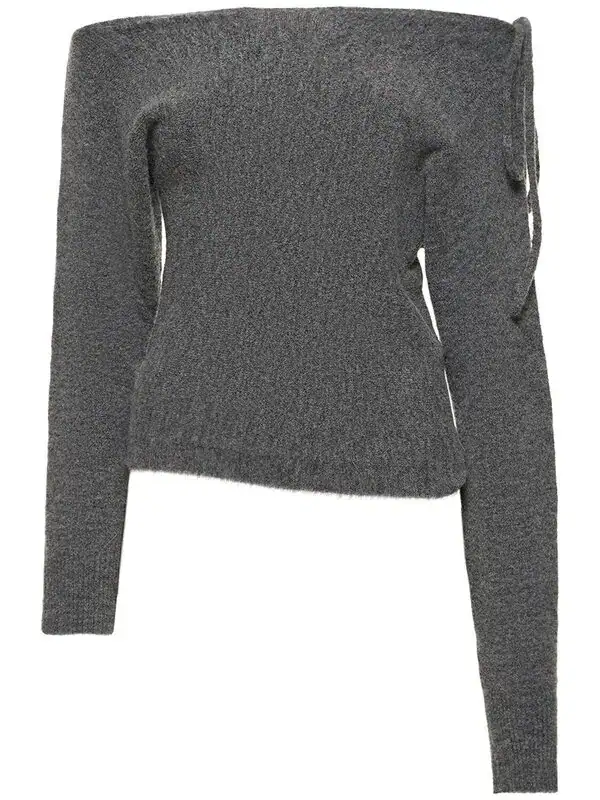 Gimaguas Sophia Wool Blend Lace-Up Sweater - Grey | Editorialist