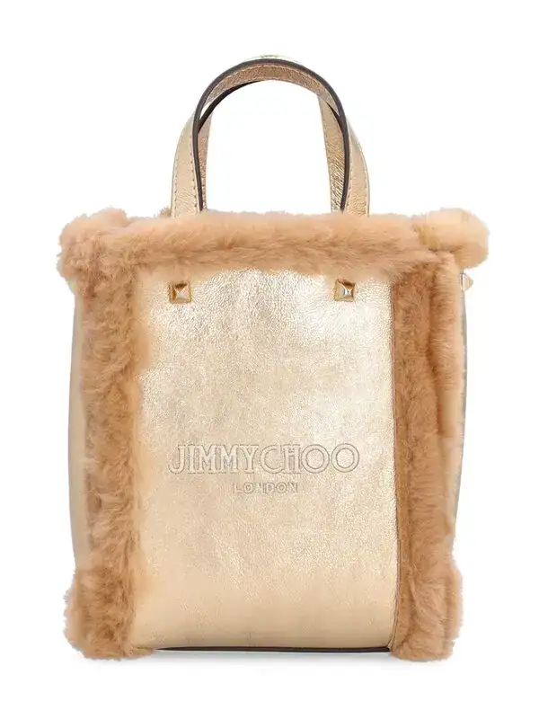 JIMMY CHOO Mini N/s Shearling Tote Bag - Gold,caramel | Editorialist