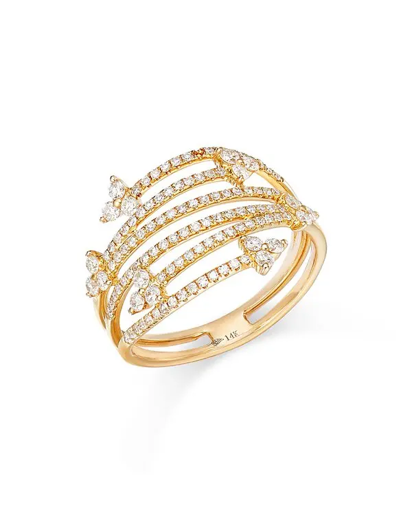 Bloomingdale'S 14k Yellow Diamond Multirow Arrow Ring 0.55 Tcw