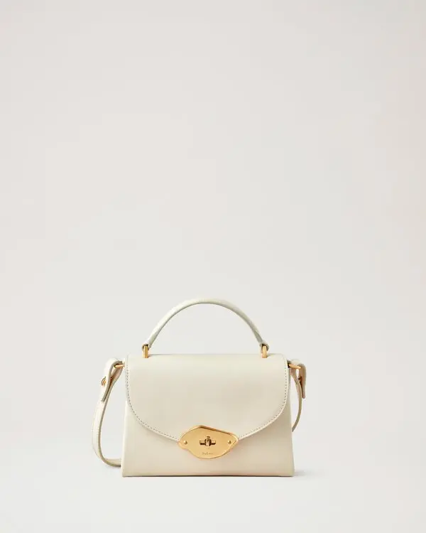 Mulberry Small Lana Top Handle - Eggshell High Gloss Leather