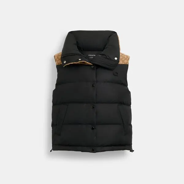 Buy COACH OUTLET Signature Down Vest - Black At 50% Off | Editorialist