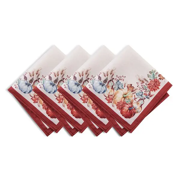 ELRENE HOME FASHIONS Botanical Harvest Pumpkin Engineered Napkins, Set Of 4 - Multi