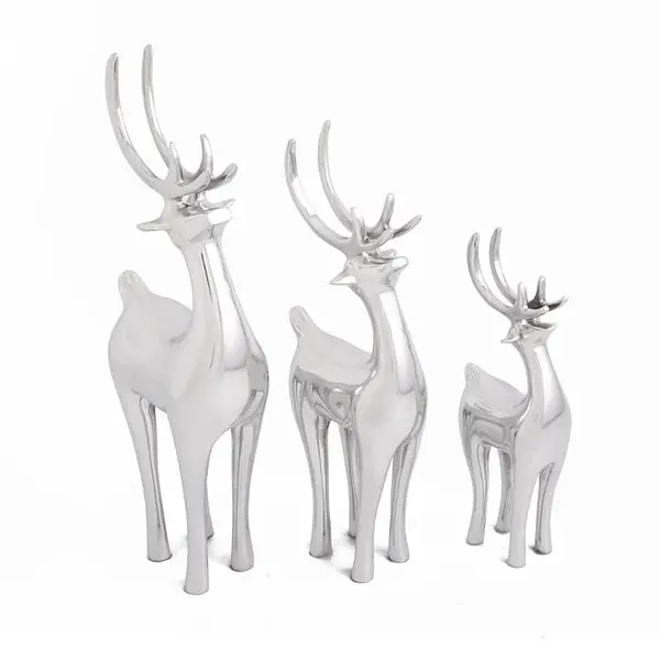 NAMBE Plated Vintage Reindeer, Set Of 3 - Silver
