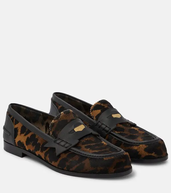 CHRISTIAN LOUBOUTIN Penny Donna Leopard-print Loafers - Brown