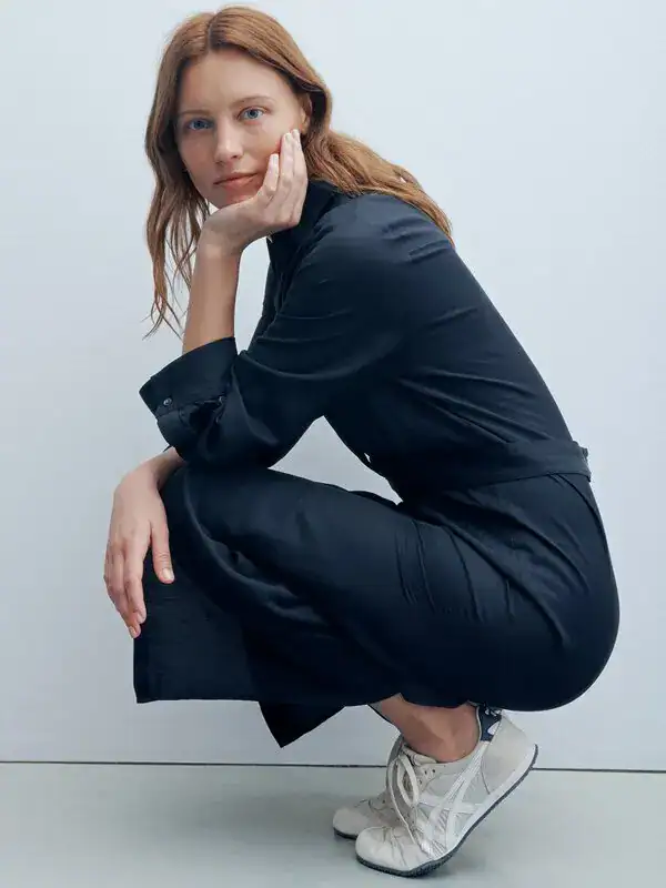 Twp Lucy Dress In Hemp Linen - Midnight | Editorialist