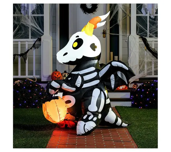 JOIEDOMI 5 Ft Cute Skeleton Dragon Inflatable D Ecoration