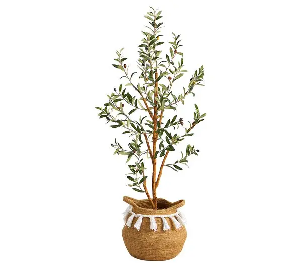 NEARLY NATURAL 3.5-ft Artificial Olive Tree Wit Basket