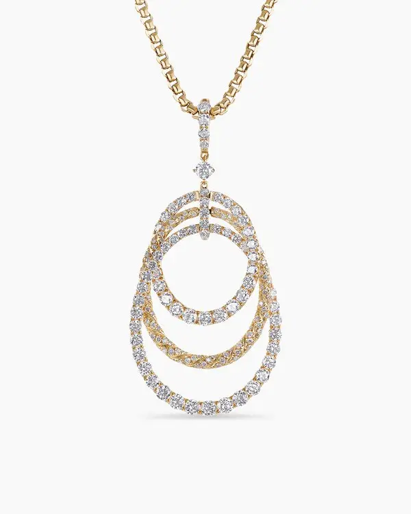 David Yurman Floating Diamonds Drop Pendant In Yellow Gold