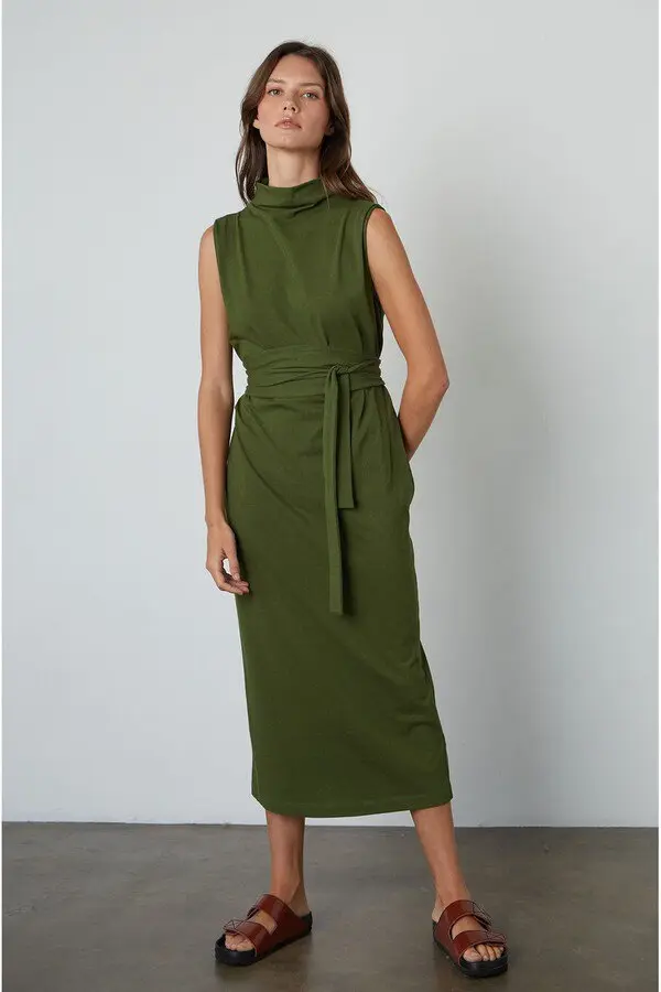 Velvet By Graham & Spencer Hydie Mock Neck Dress In Green - 75% Off |  Editorialist