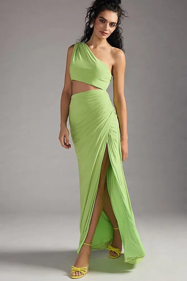 Mac Duggal One-shoulder Cutout Dress - Lime