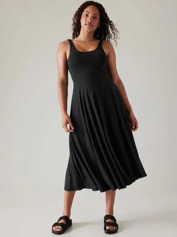 Athleta Santorini Midi Dress Black Editorialist