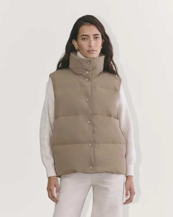 Everlane Puffer Vest Coat - Taupe Grey