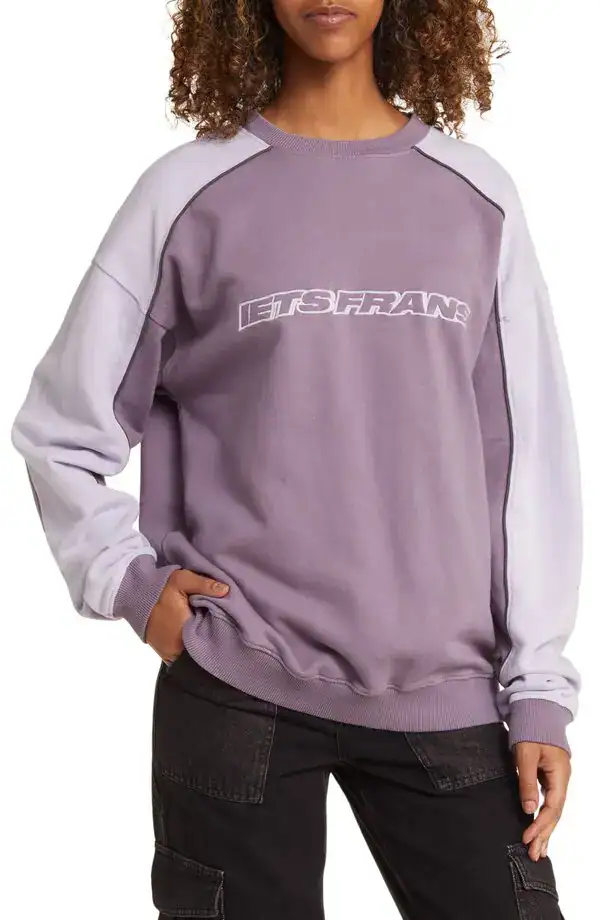 Iets Frans Panel Cotton Sweatshirt In Lilac 60% Off Editorialist
