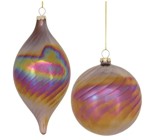 MELROSE Swirl Iridescent Glass Ornament