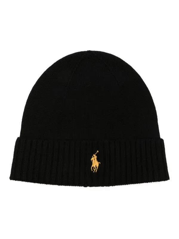 Ralph Lauren Pony-embroidered Wool Beanie - Black