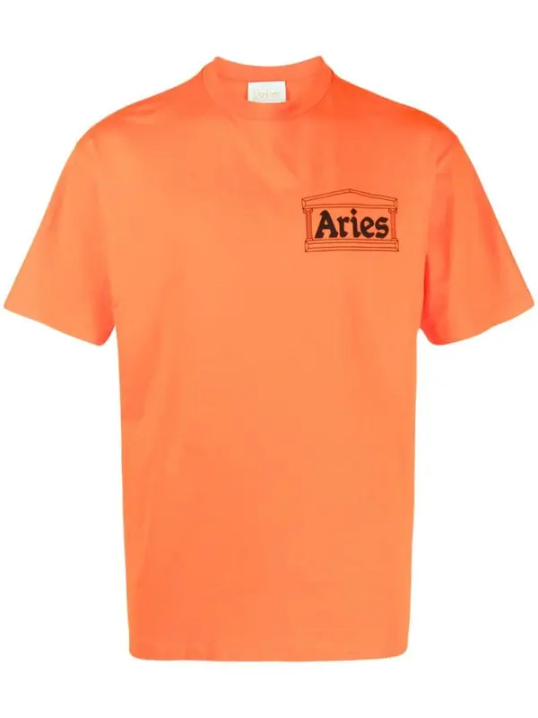 Aries Logo-print Cotton T-shirt - Orange