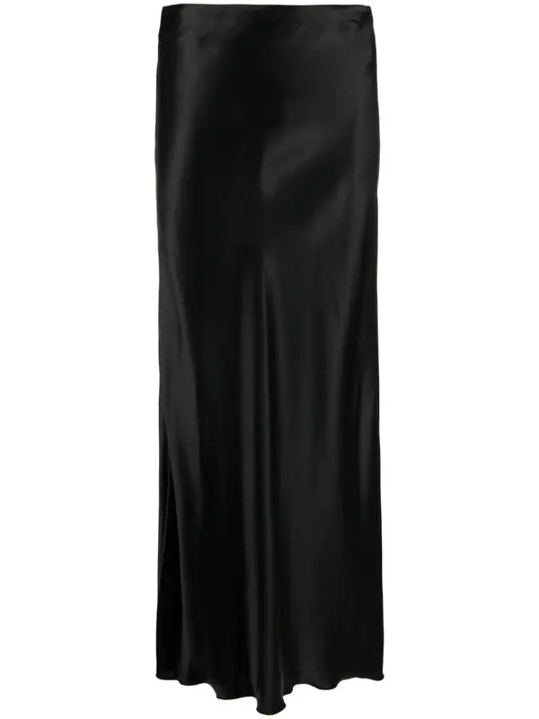 FORTE_FORTE High-waisted Satin Midi Skirt - Black