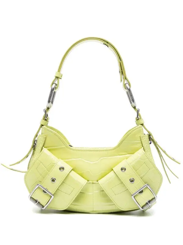 BIASIA Y2k Crocodile-embossed Leather Shoulder Bag - Yellow