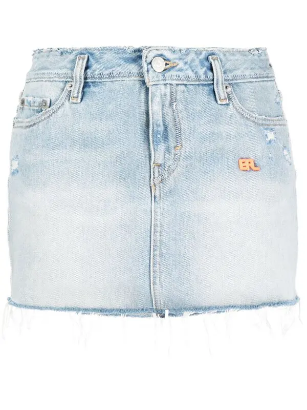 ERL Logo-embroidered Denim Miniskirt