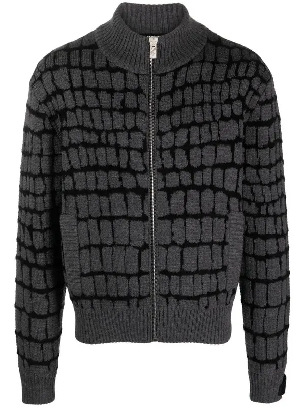 Versace Crocodile-jacquard Zip-up Sweatshirt