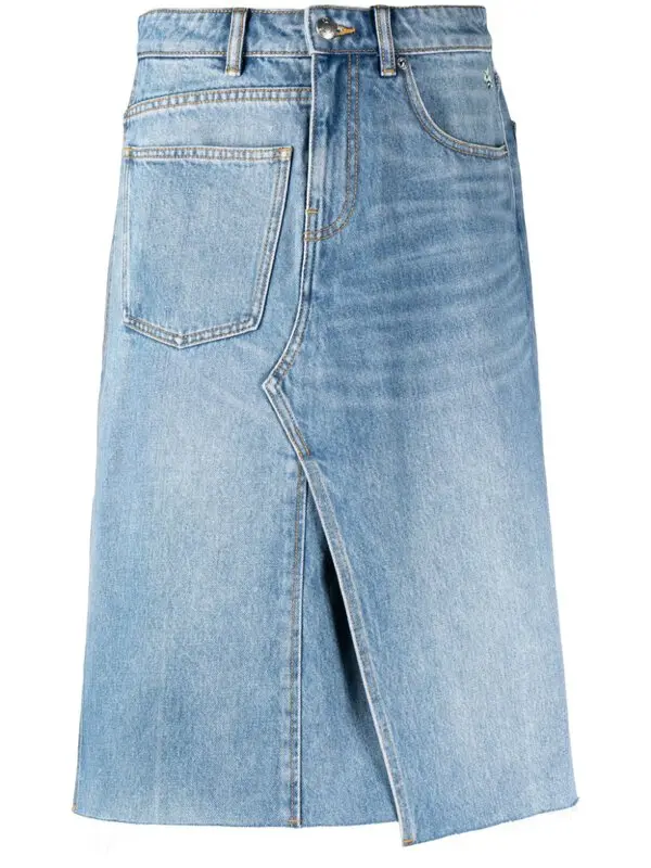 Tory Burch Deconstructed Denim Skirt - Blue