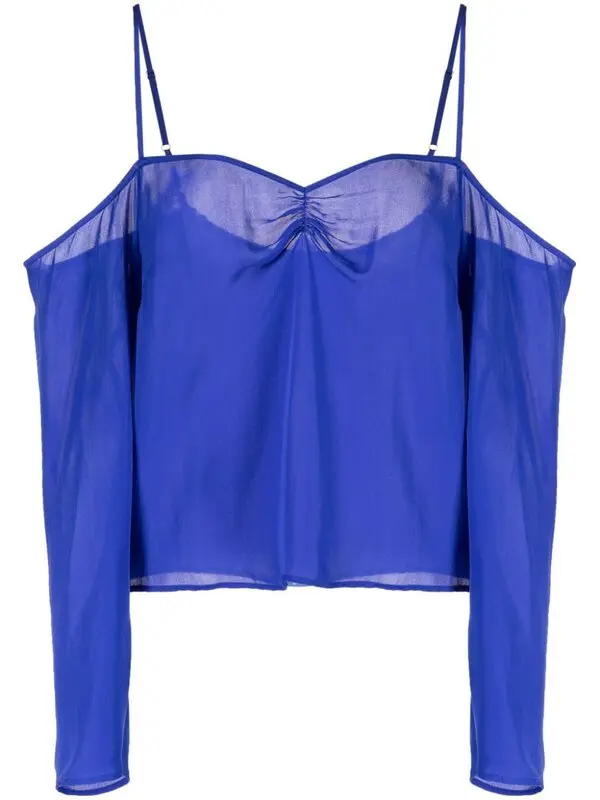 Fleur Du Mal Cold-shoulder Top - Blue