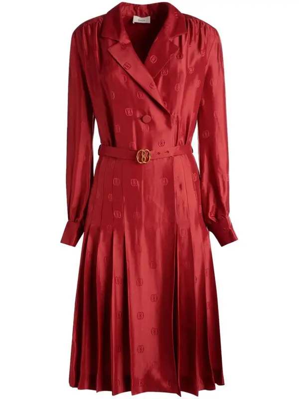 Buy Bally Jacquard-logo Silk Dress - Red At 49% Off | Editorialist