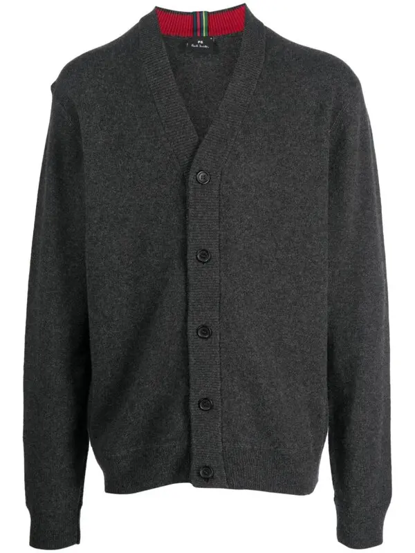 Paul Smith V-neck Merino Wool Cardigan - Grey