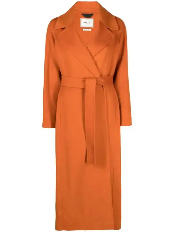 Buy Paltò Belted Felted Maxi Coat - Orange At 30% Off | Editorialist