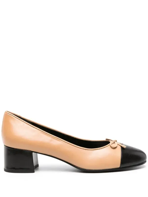Tory Burch 45mm Cap-toe Leather Pumps - Neutrals
