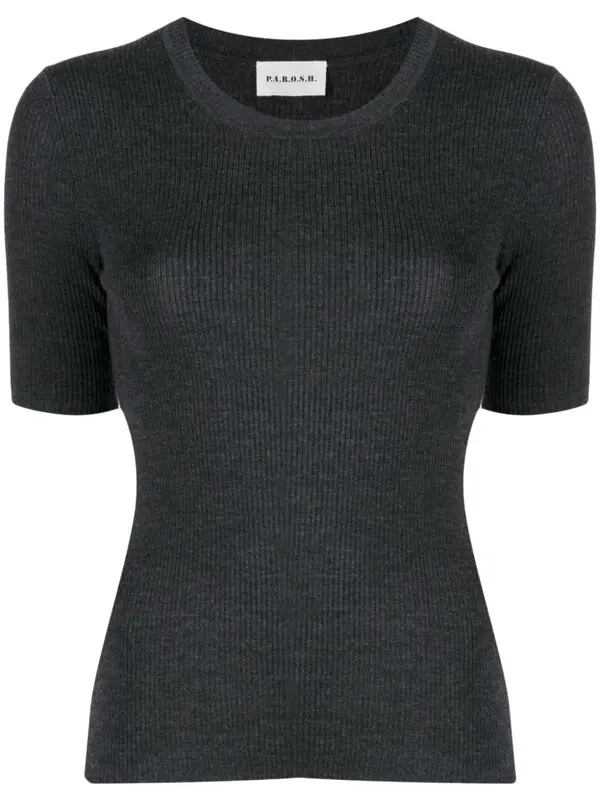 P.a.r.o.s.h Ribbed-knit Wool Top - Grey
